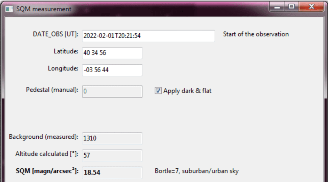 Calibrating the darkness reference value - LUNATICOASTRO.COM